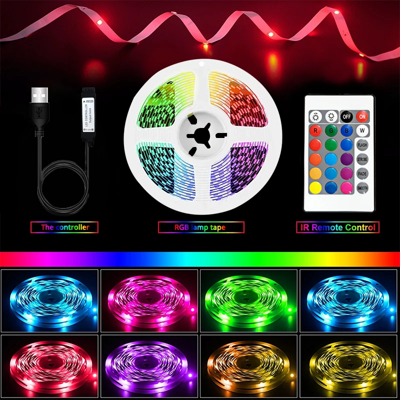 RGB 5050 5V Led Strip Lights 5 to15 Meters Colorful Tape USB Connector ...