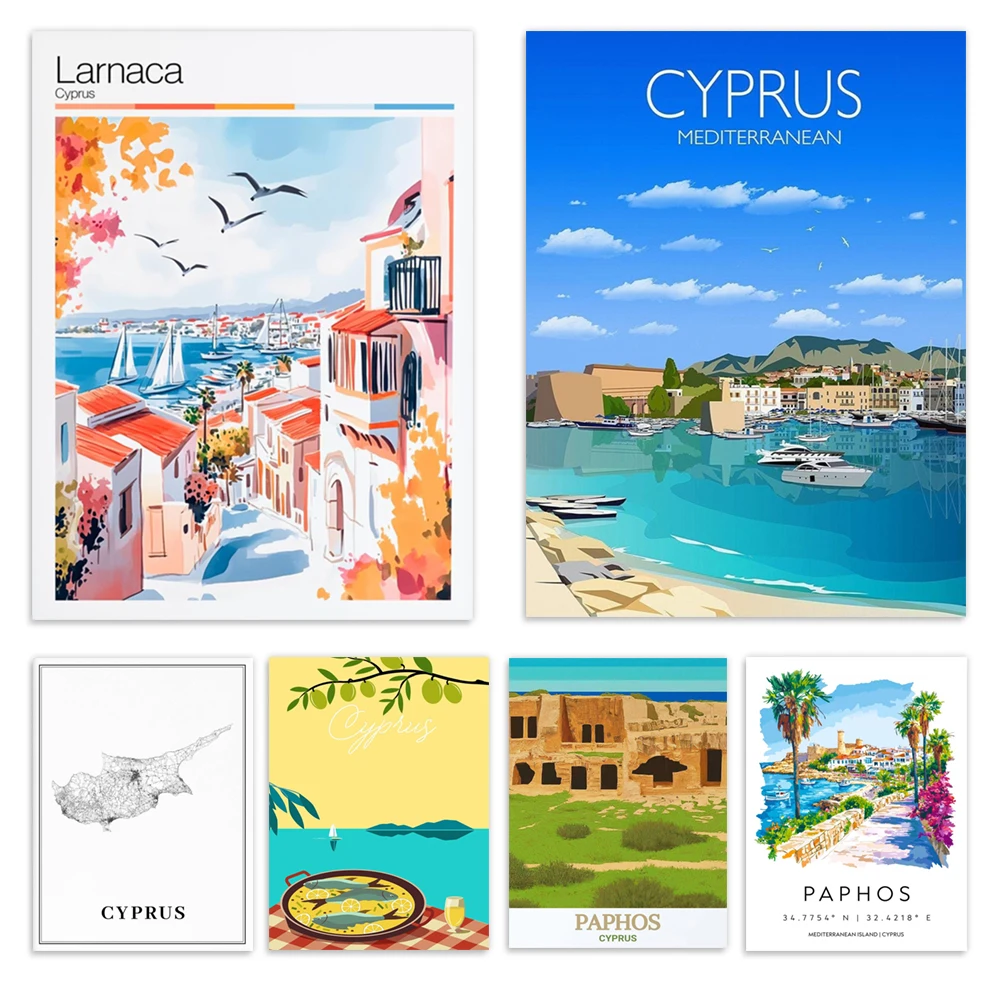 Larnaca Cyprus, Ayia Napa print, islands, Nicosia art, Mediterranean ...