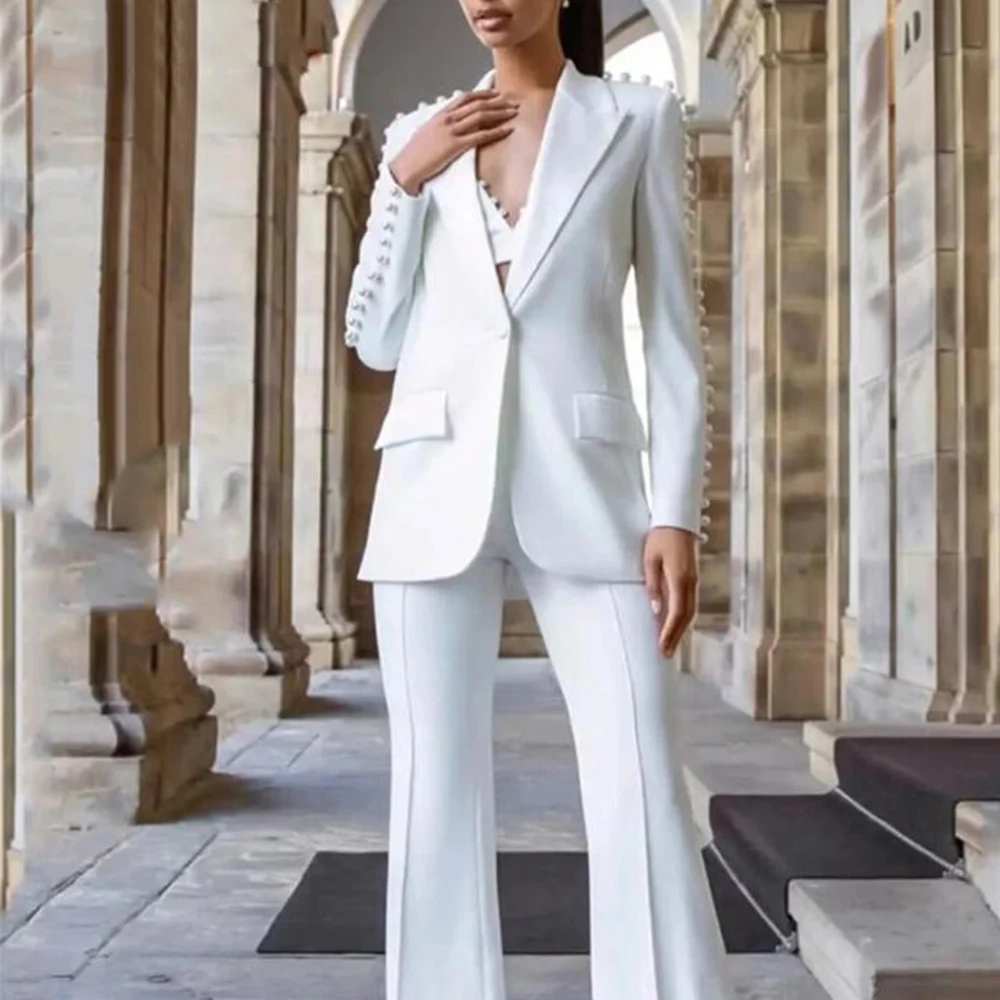 Luxury-White-Suits-Women-Formal-Party-Beaded-Prom-Blazer-Singel ...