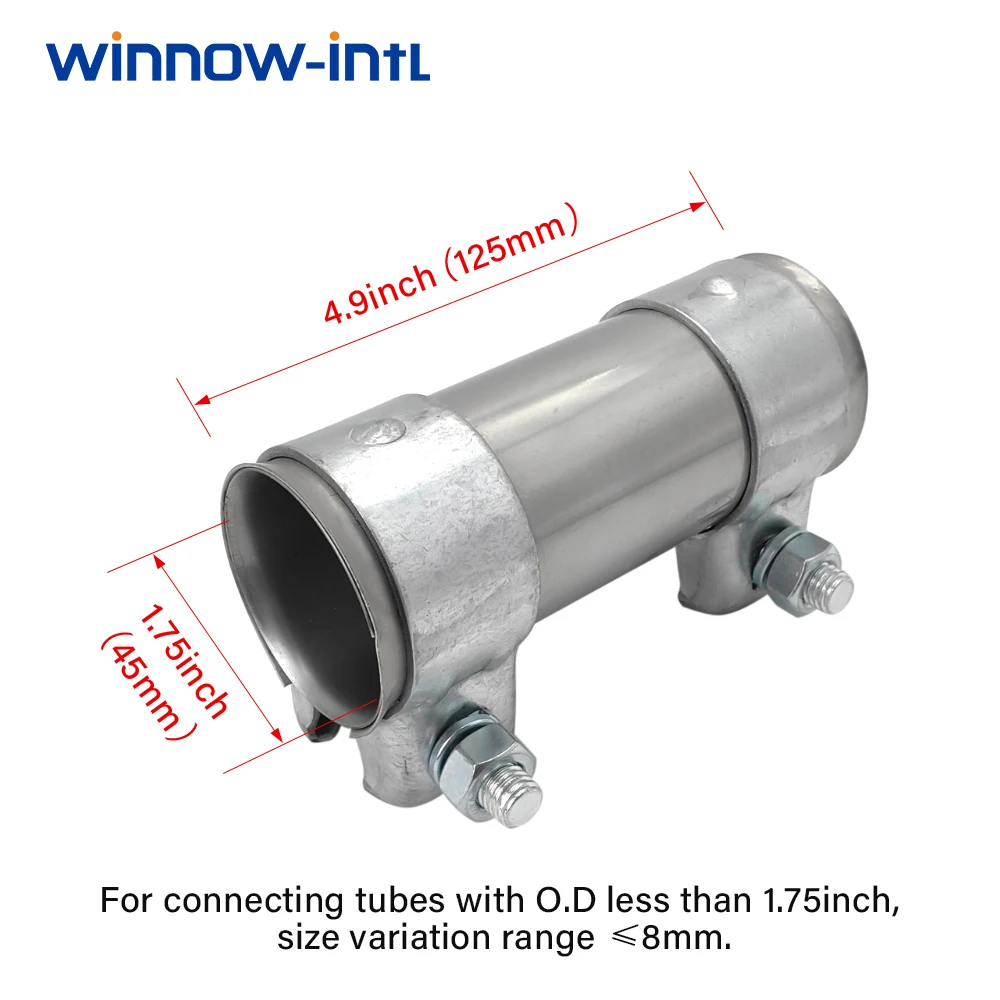 45mm ID 1.75Inch Exhaust Muffler Tube Pipe Connector Joiner Sleeve ...