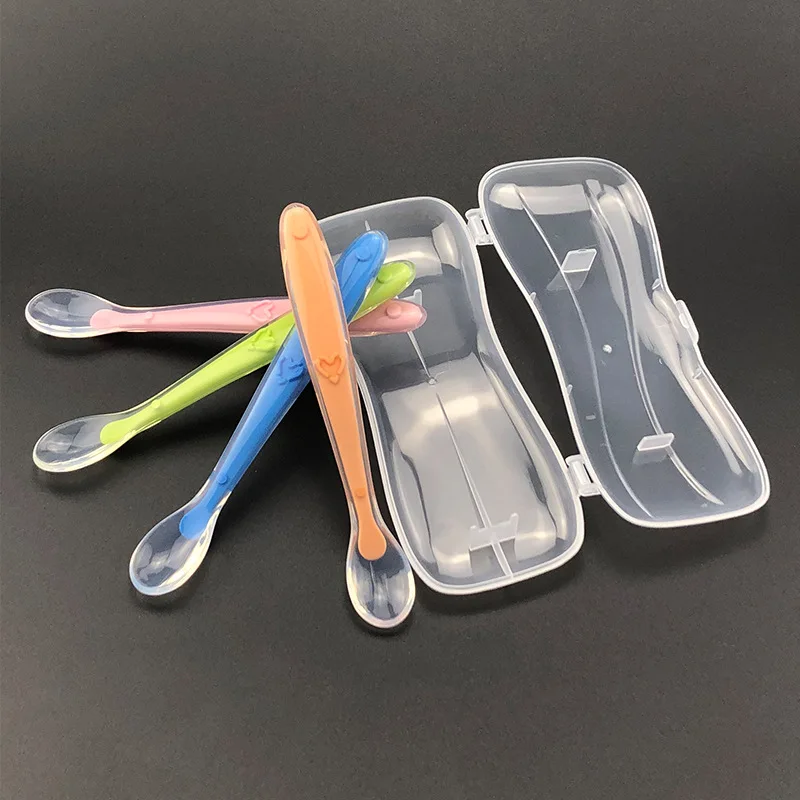 Silicone Spoons Feeding Child | Baby Spoon Stainless Steel Silicon ...