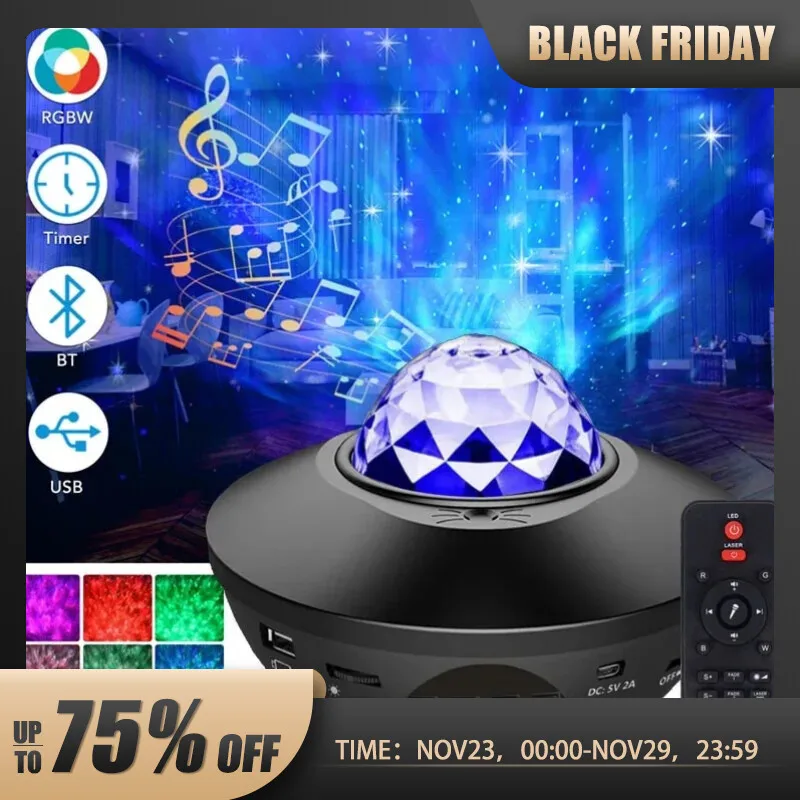 Starry-Projector-Galaxy-Night-Light-com-Ocean-Wave-Music-Speaker-Sky-Light-Projetor-para-Decora ...