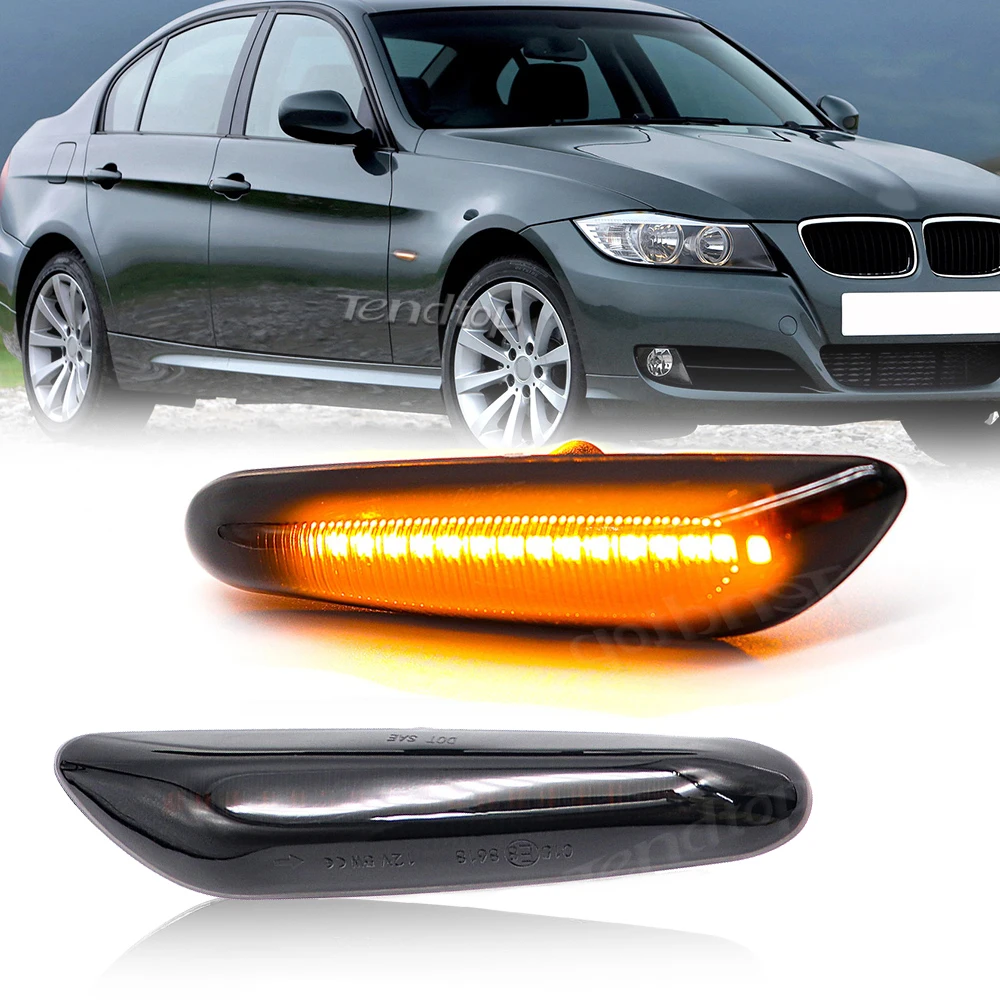 LED Dynamic Turn Signal Side Marker Flowing Light Indicator Lamp For BMW E60 E61 E90 E91 E92 E93 ...