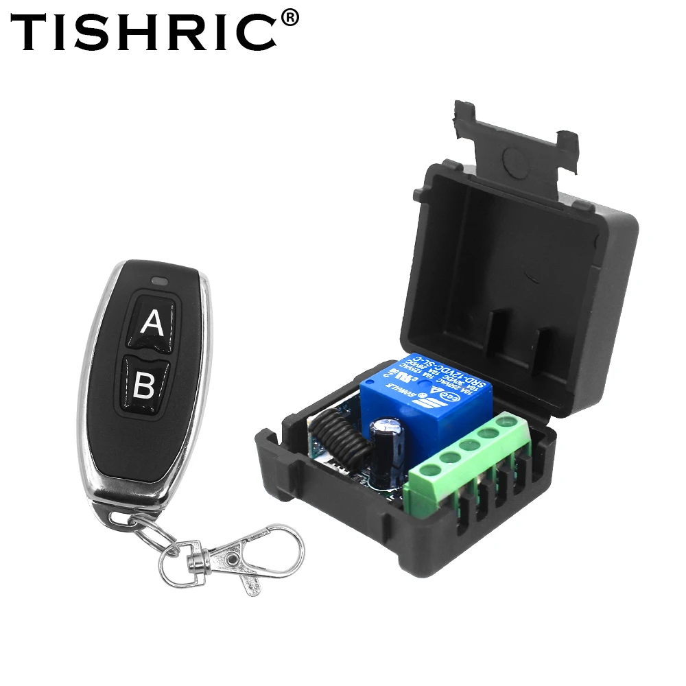 TISHRIC Wireless Remote Control Switch 12V With 433 Mhz LED Remote ...