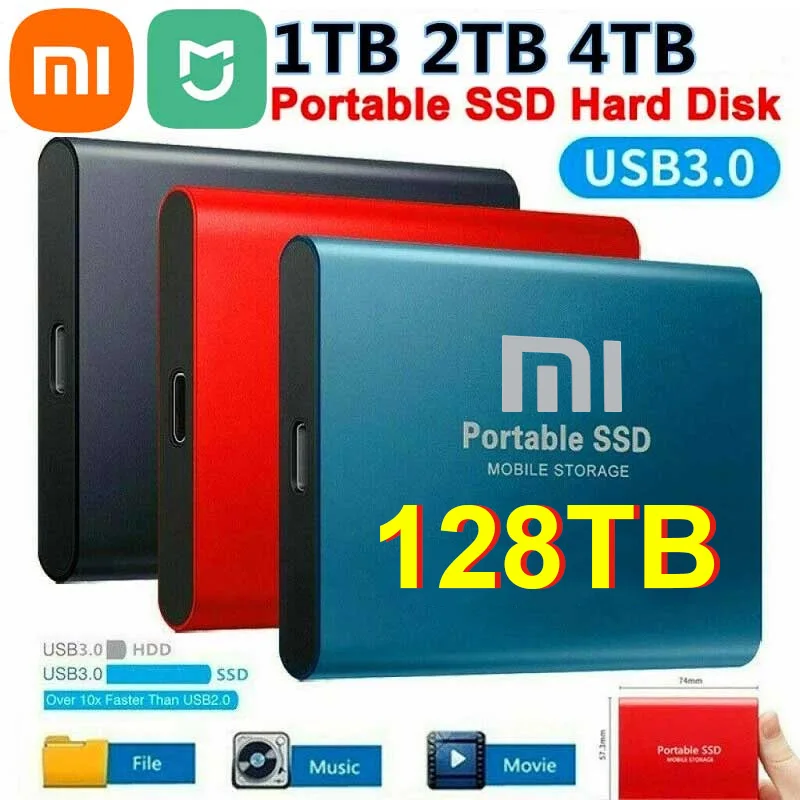 XIAOMI MIJIA Portable 128TB 64TB SSD External Moblie Hard Drive High ...