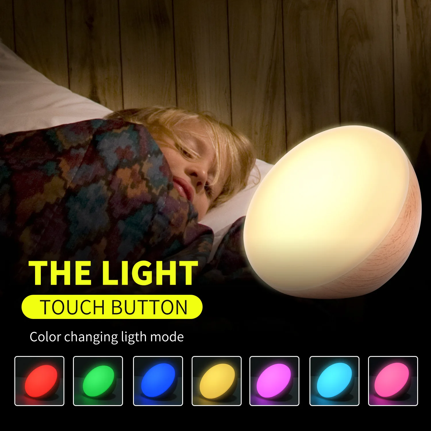 Creative-wood-grain-remote-control-touch-LED-small-night-light-bedside ...