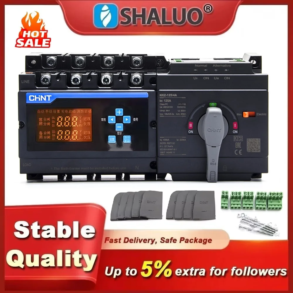 100% New CHNT ATS 125A 250A 400A 630A 4P Dual Power Automatic Transfer ...