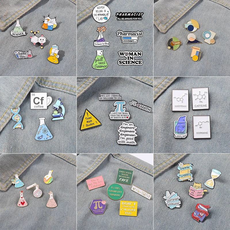 2-6-Pieces-Set-of-Science-Math-Enamel-Pins-Custom-Scientist-Chemistry ...
