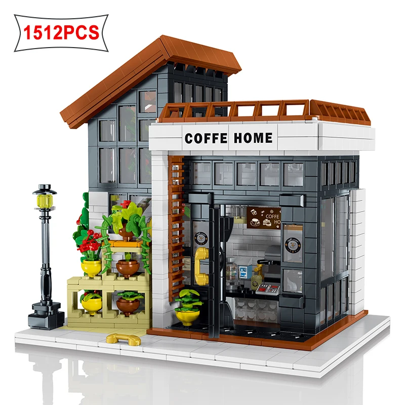 Creative City Light Sunshine Coffee House Building Blocks Model Set MOC ...