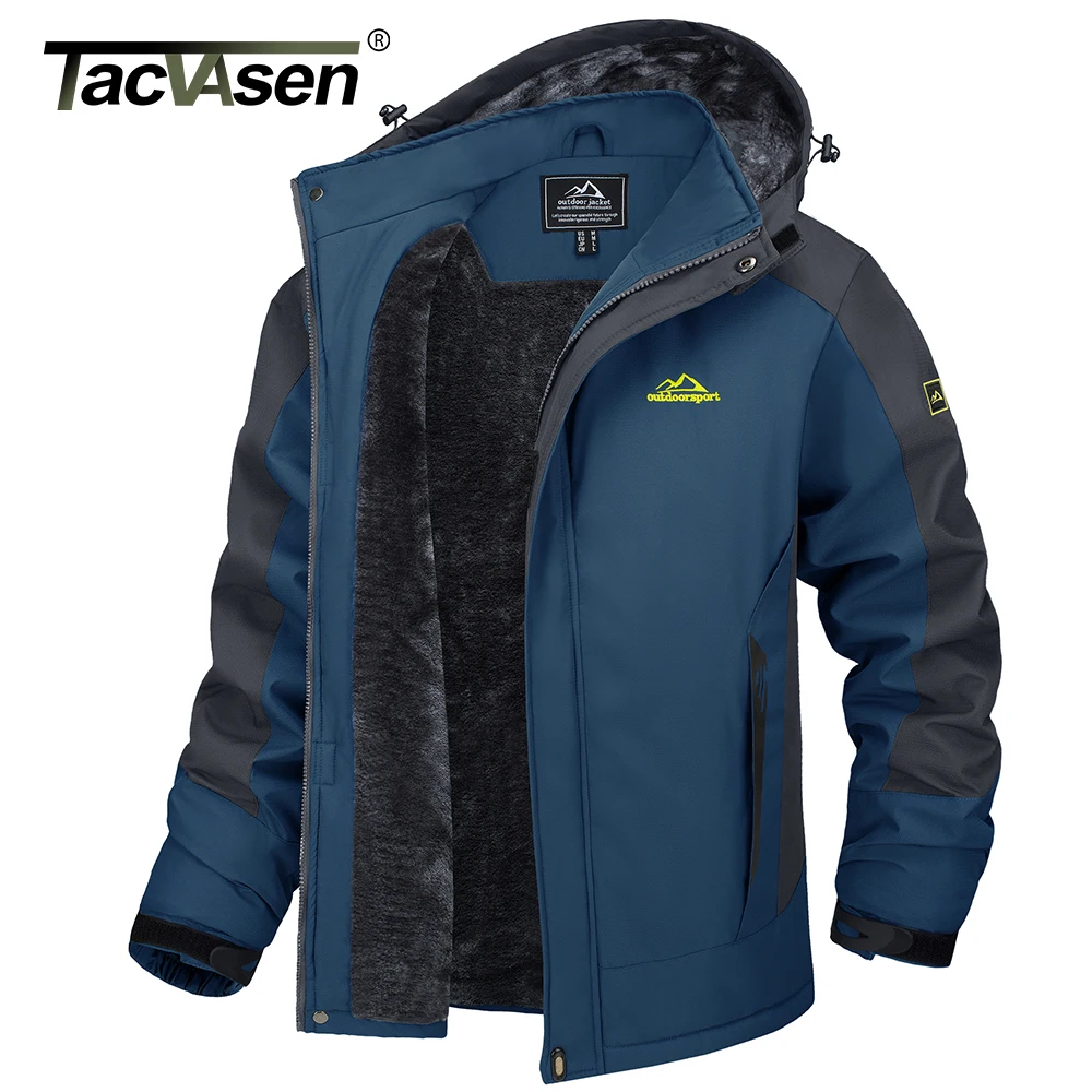 TACVASEN Winter Thicken Fleece Jackets Mens Waterproof Hiking Coats Military Mountain Trekking ...
