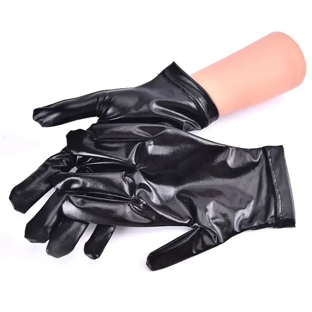 Sexy Stretch PU Leather Skinny Long Glove Punk Rock Hip Hop Jazz Disco Dance Gloves Shiny ...