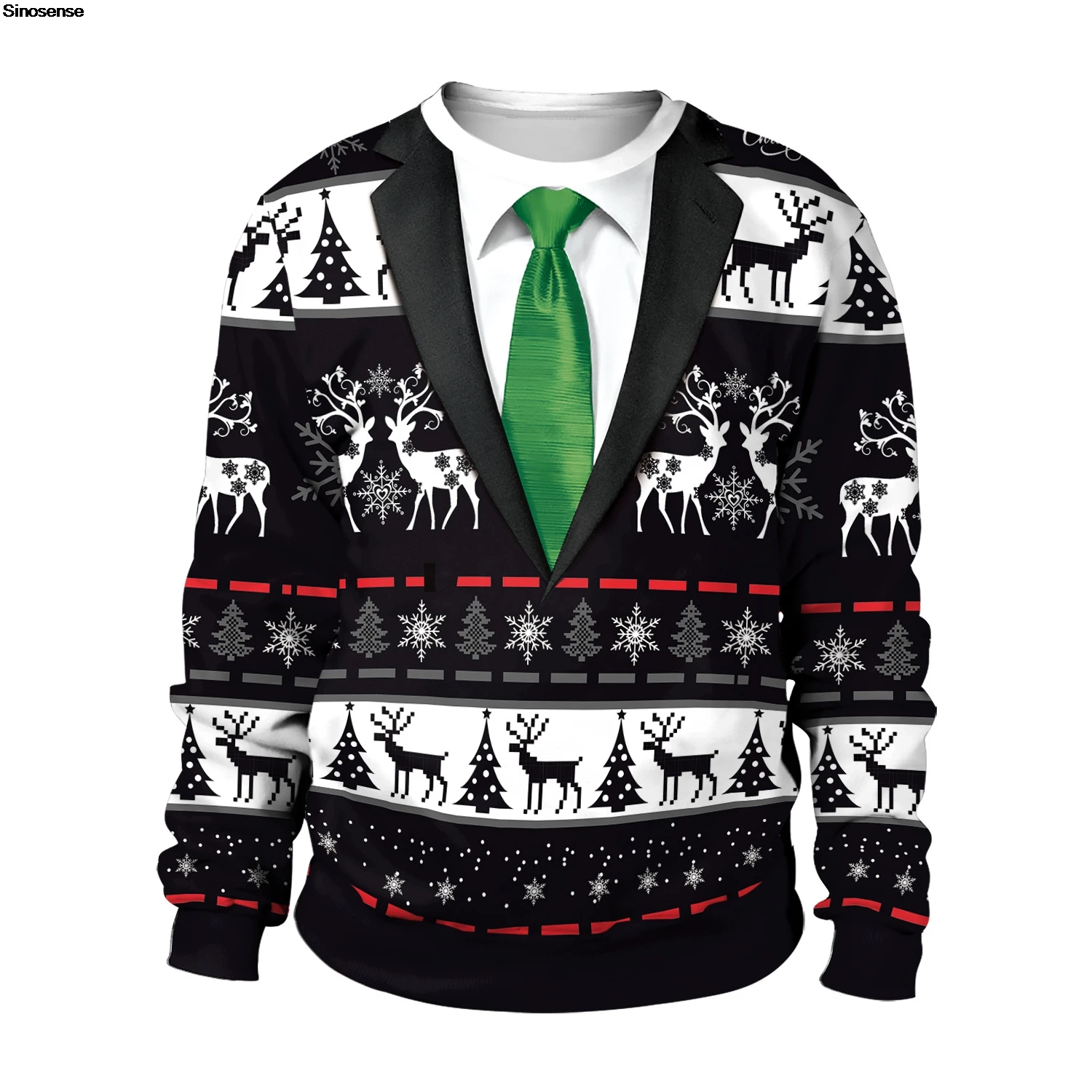 Masculino-feminino-moletom-de-natal-3d-rvore-de-natal-snowfalkes-rena ...