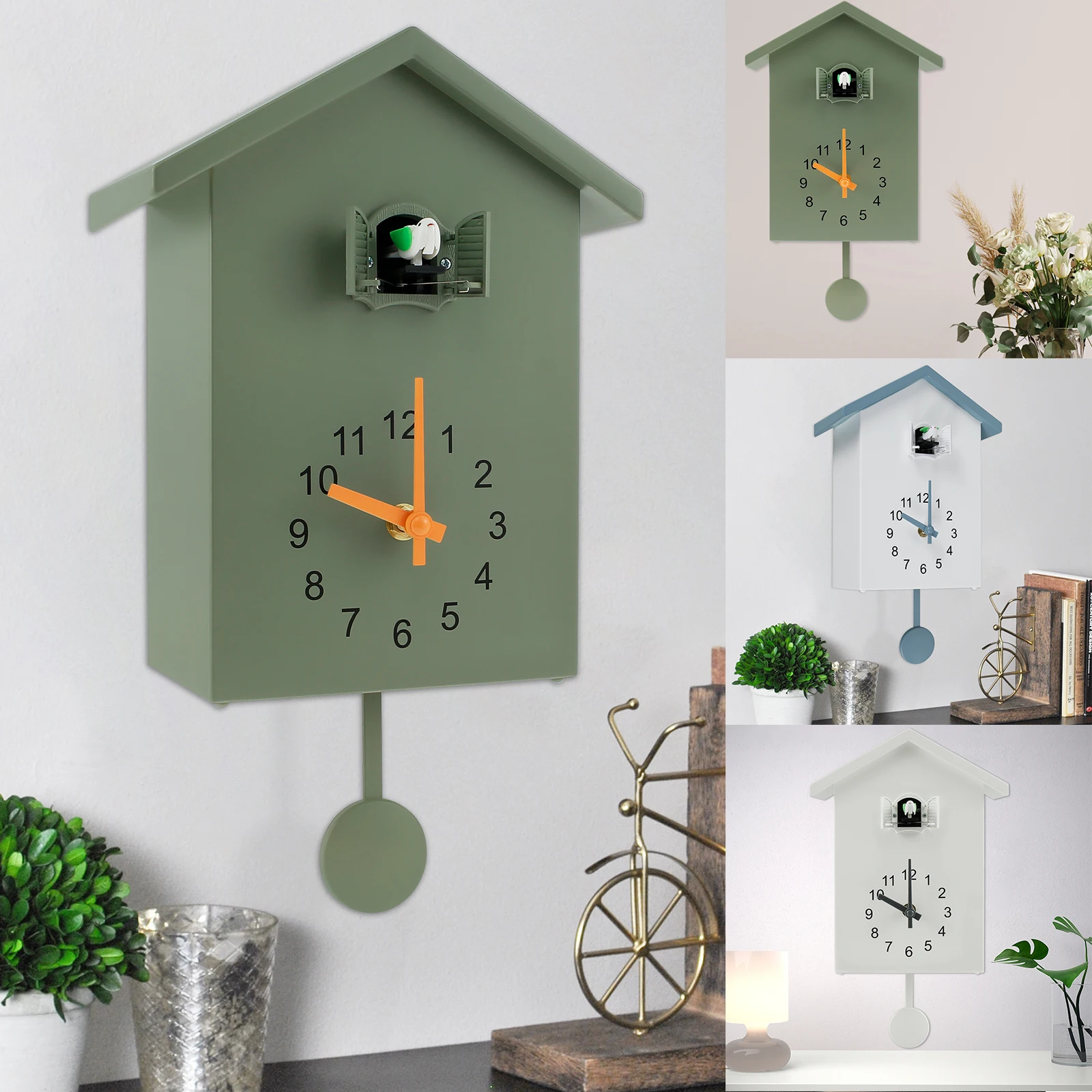 Cuckoo-Clock-with-Chimer-Minimalist-Sound-with-Pendulum-Delicate-Bird ...