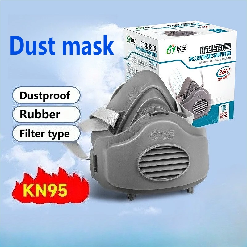 Half Face Dust Mask Dust Respirator Dust-Proof Work Safety Rubber Mask ...