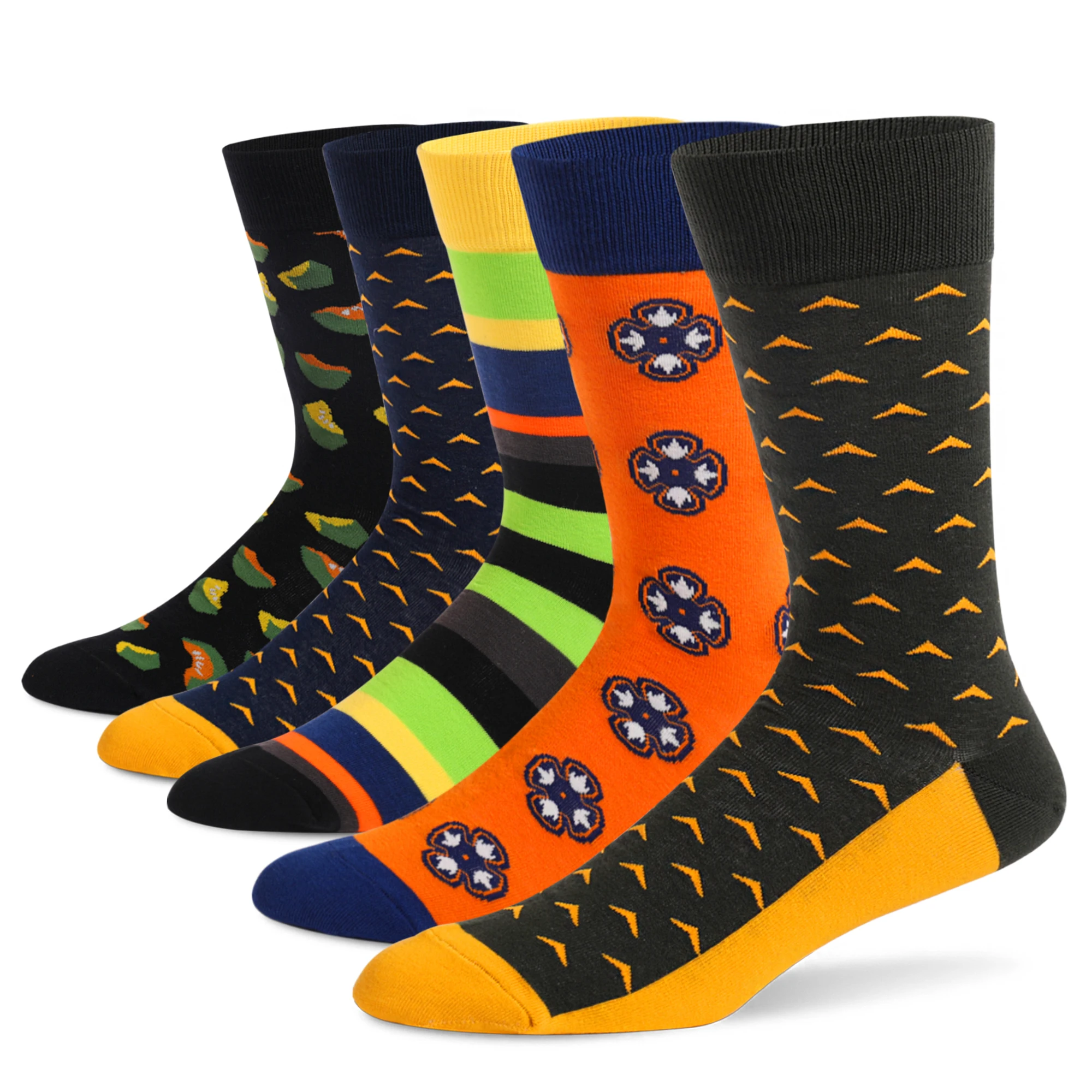 5Pairs-Mens-Fun-Dress-Socks-Pattern-Funny-Socks-Pack-Colorful-Striped ...