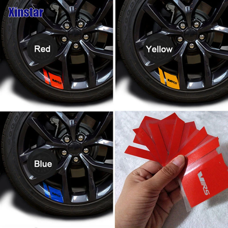 6pcs Reflective Car Wheel Rim Stickers For Skoda Vrs Octavia Fabia ...