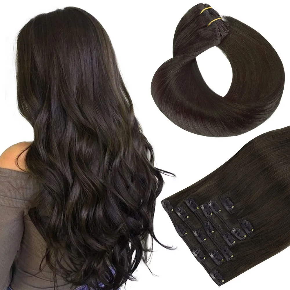 Kinky Straight Clip in Hair Extensions Real Human Hair 8Pcs 100g Kinky ...