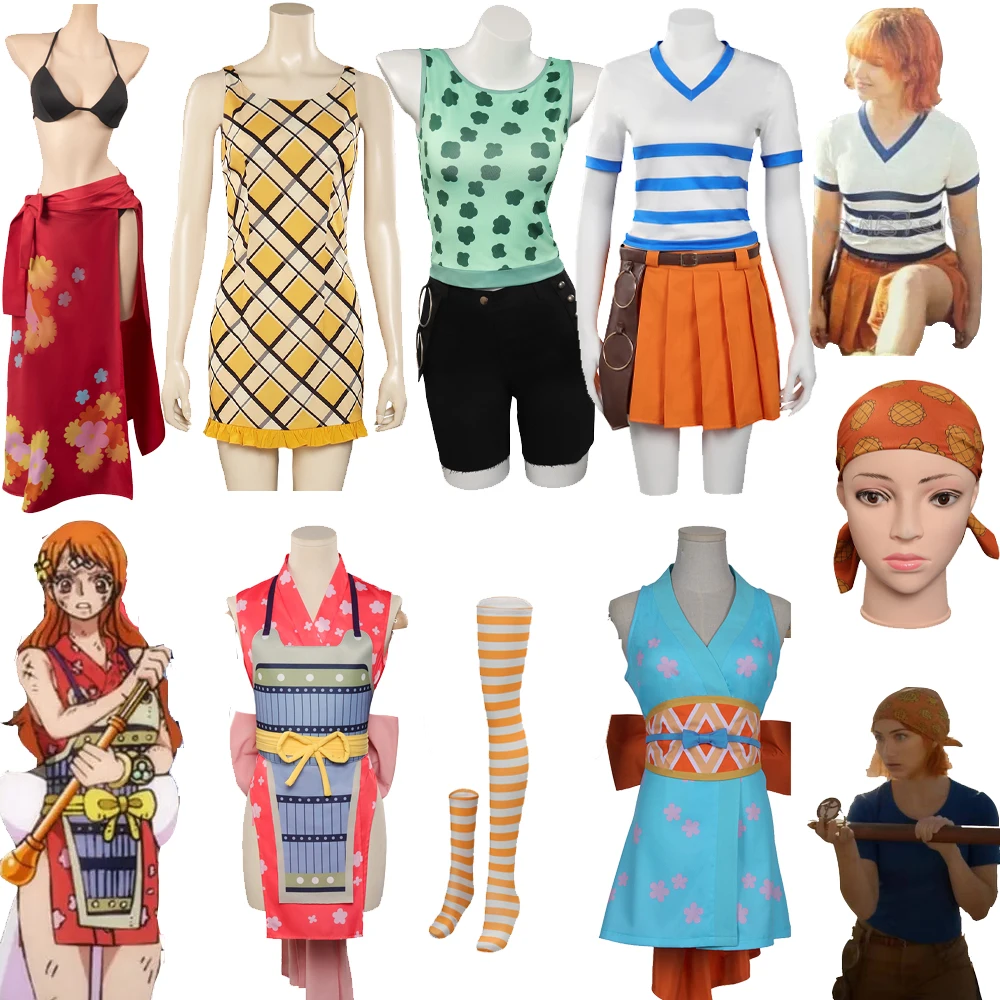 One-Piece-Nami-Cosplay-Traje-para-Mulheres-Anime-Vestido-Top-Shorts ...