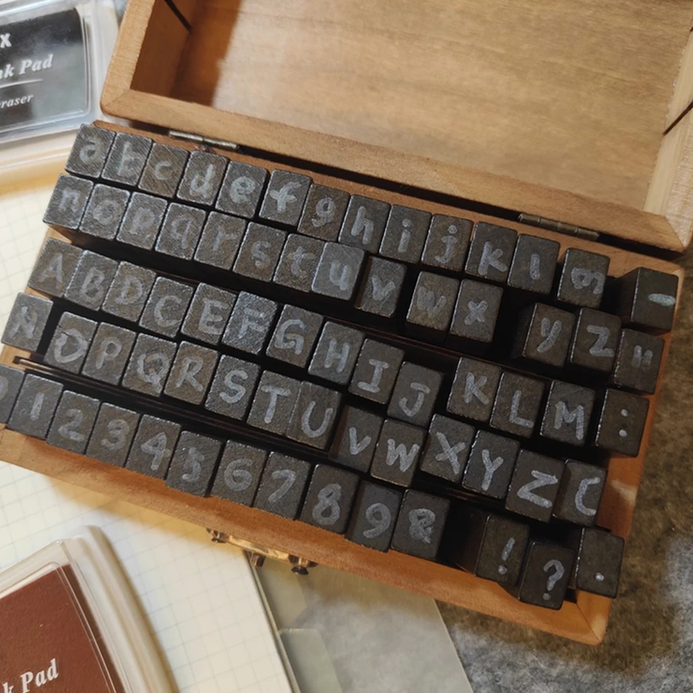 70Pcs/set English Letters Numbers Wooden Rubber Stamps Sets DIY Rubber ...