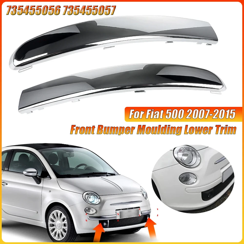 For Fiat 500 2007 2008 2009 2010 2011 2012-2015 Chrome Silver Front ...