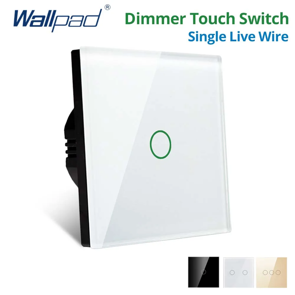 Wallpad 1/2/3 Gang Dimmer EU Touch Switch White Black Gold Glass Panel ...