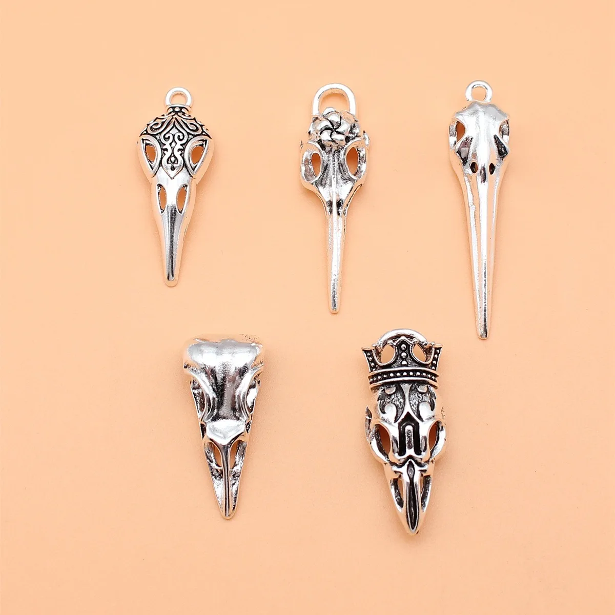 5pcs-Antique-Silver-Color-Skull-Beak-Charms-Collection-For-DIY-Jewelry ...