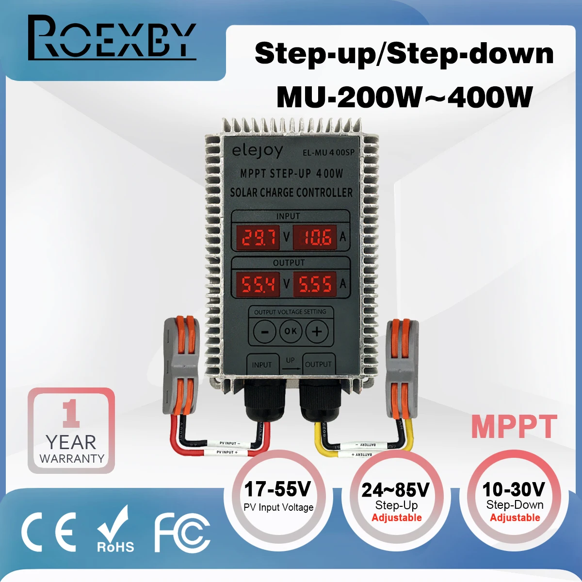 400w Step-up/step-down Mppt Solar Battery Charge Controller Input 17v-55v Output 10v-85v Real ...