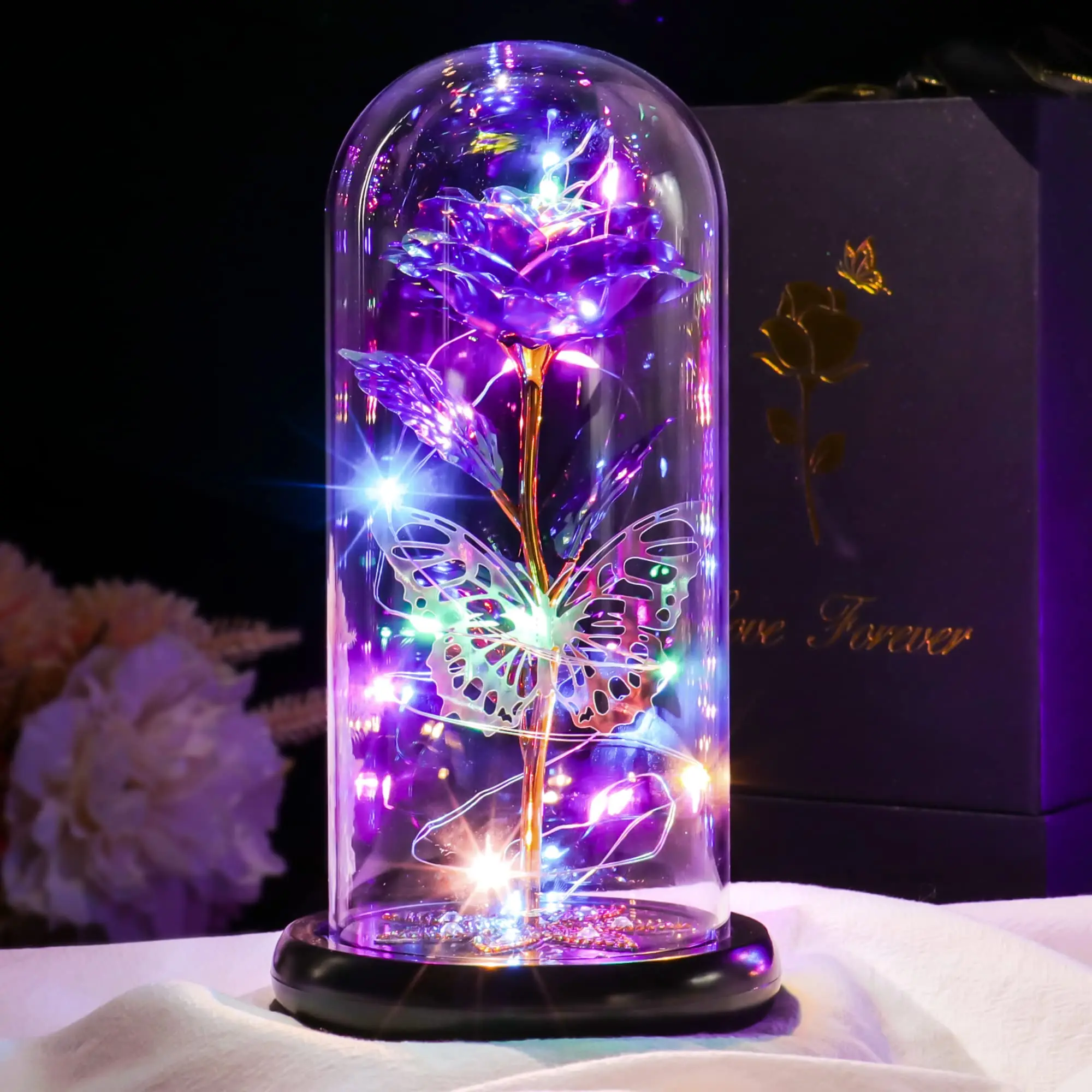 Galaxy-Glass-Rose-Flower-Forever-Eternal-Crystal-Light-Up-Rose-in-Glass ...