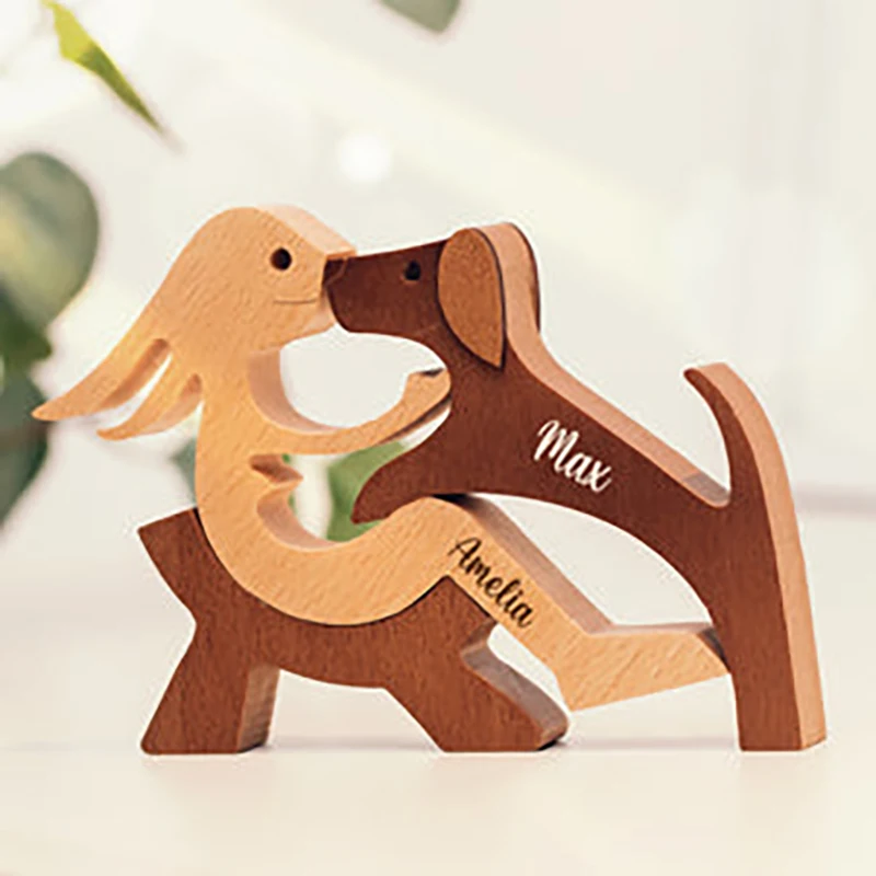 Personalized-Custom-Wooden-Pet-Carvings-Cute-Family-Puppy-Wood-Dog-Cat ...