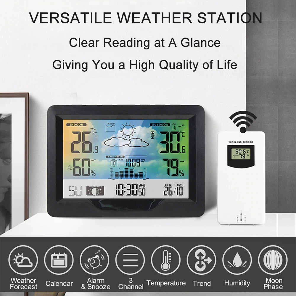 Wireless Digital Weather Station Indoor Outdoor Weather Forecast ...