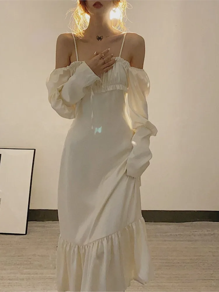 Summer-New-Style-Retro-Sweet-one-shoulder-Square-Neck-Puff-Sleeve ...