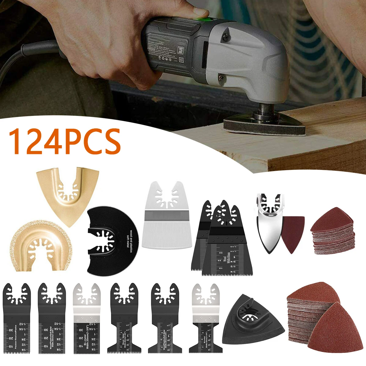 124-Piece-Oscillating-Multi-Tool-Accessories-Kit-Wood-Metal-Oscillating ...