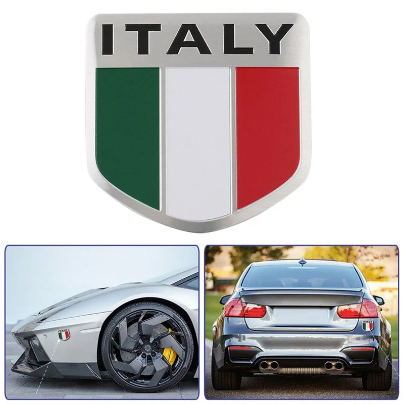 3D-Aluminum-Car-Italian-Italy-Map-National-Flag-Sticker-Grill-Emblem ...