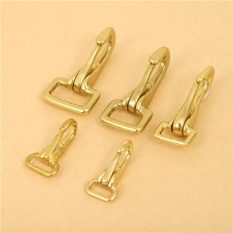 Solid-Brass-Snap-Hook-Carabiner-Trigger-Clip-Clasp-Leather-Craft-Bag-Strap-Halter-Bridle-Harness ...