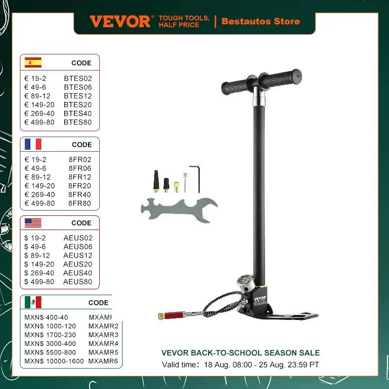 VEVOR-PCP-Hand-Pump-4-Stage-30Mpa-4500PSI-High-Pressure-PCP-Air-Rifile ...
