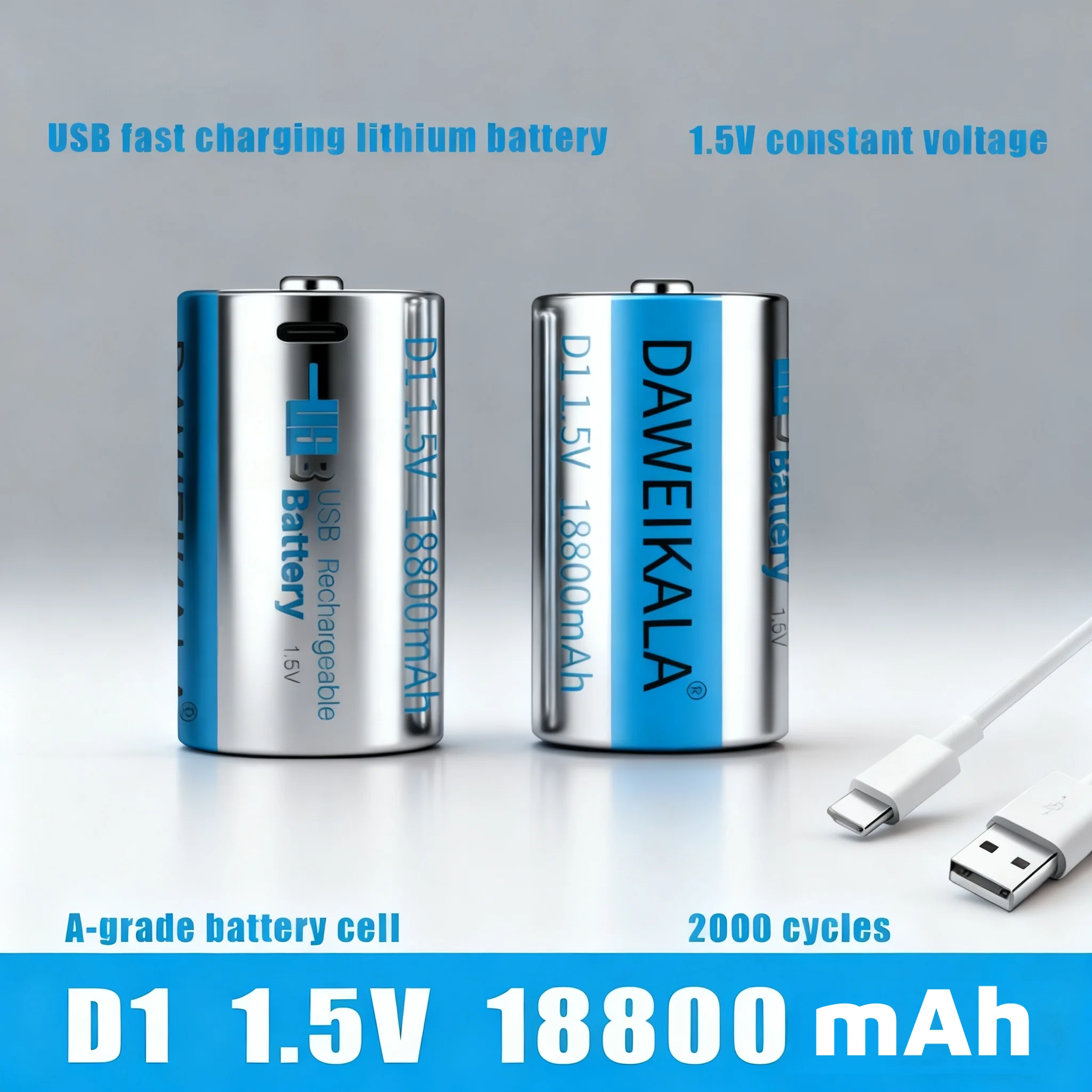 1.5V D1 LR20 Lithium Polymer Battery 18800mWh Type-C Fast Charge ...
