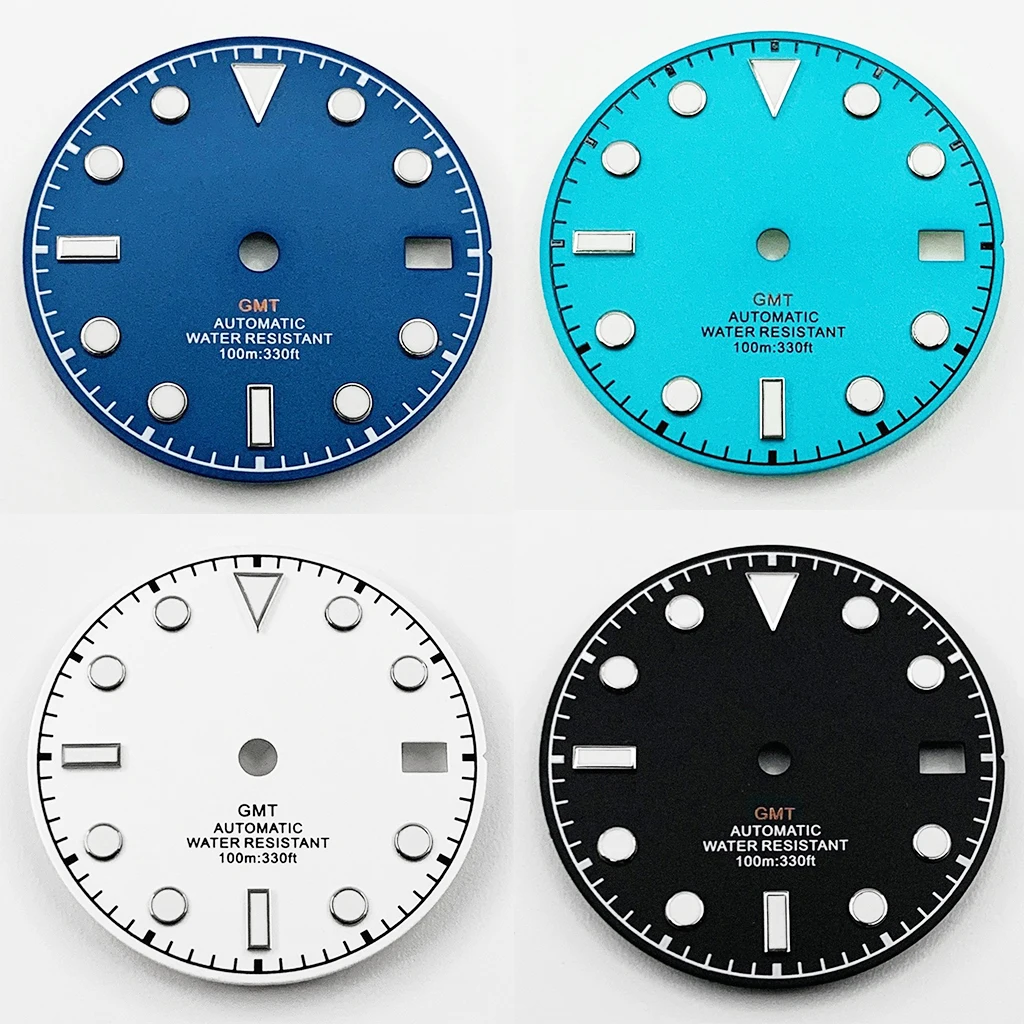Nh34-29mm-White-Blue-Black-Watch-Dial-Green-Luminous-Watch-Faces-for ...