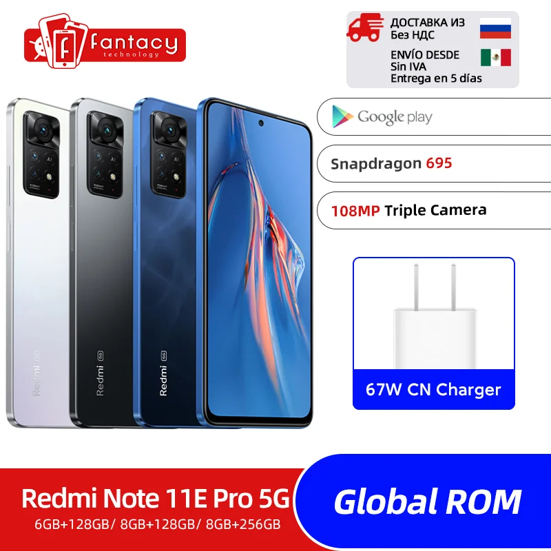 Xiaomi-Redmi Note 11E Pro, 5G, ROM globale, 128 Go, 256 Go, Snapdragon 695, appareil photo 108MP ...
