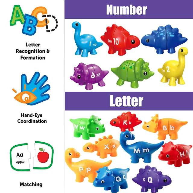 Matching Letters Fine Motor Toy ABC Dinosaur Alphabet Match Game with ...