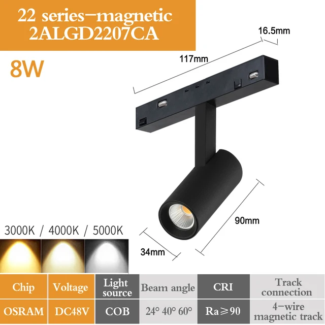 Magnet Spotlight LED Magnetic Track Light 48V Smart Dimmable Double ...