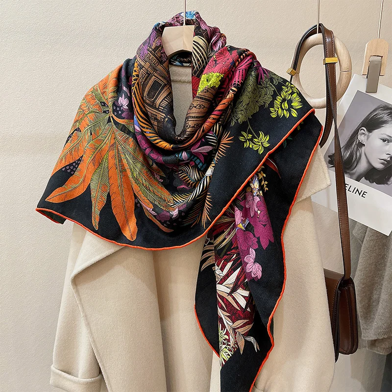 Luxury-Double-side-Silk-Wool-Square-Scarf-for-Women-135cm-Big-Flower ...