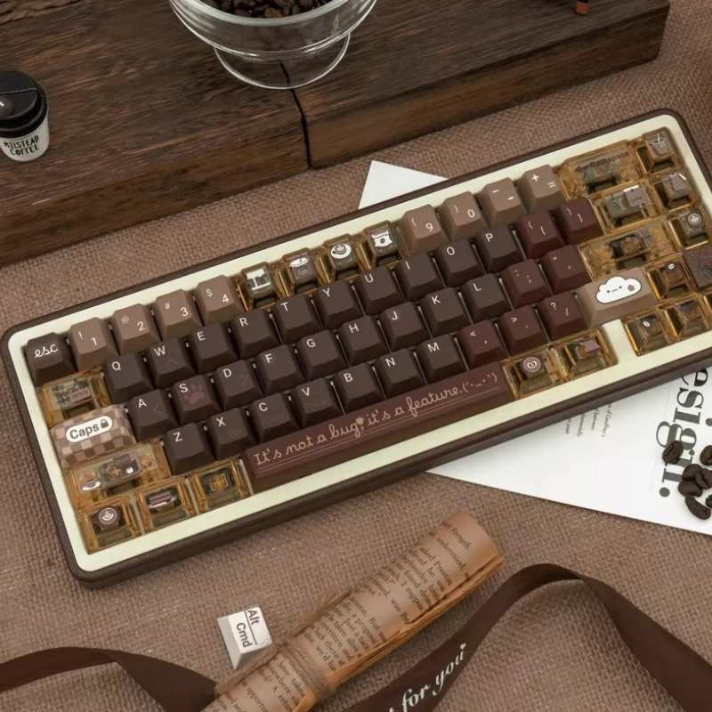 Coffee Themed Keycaps Set FOA Cherry Profile PBT Five-Sided Sublimation ...