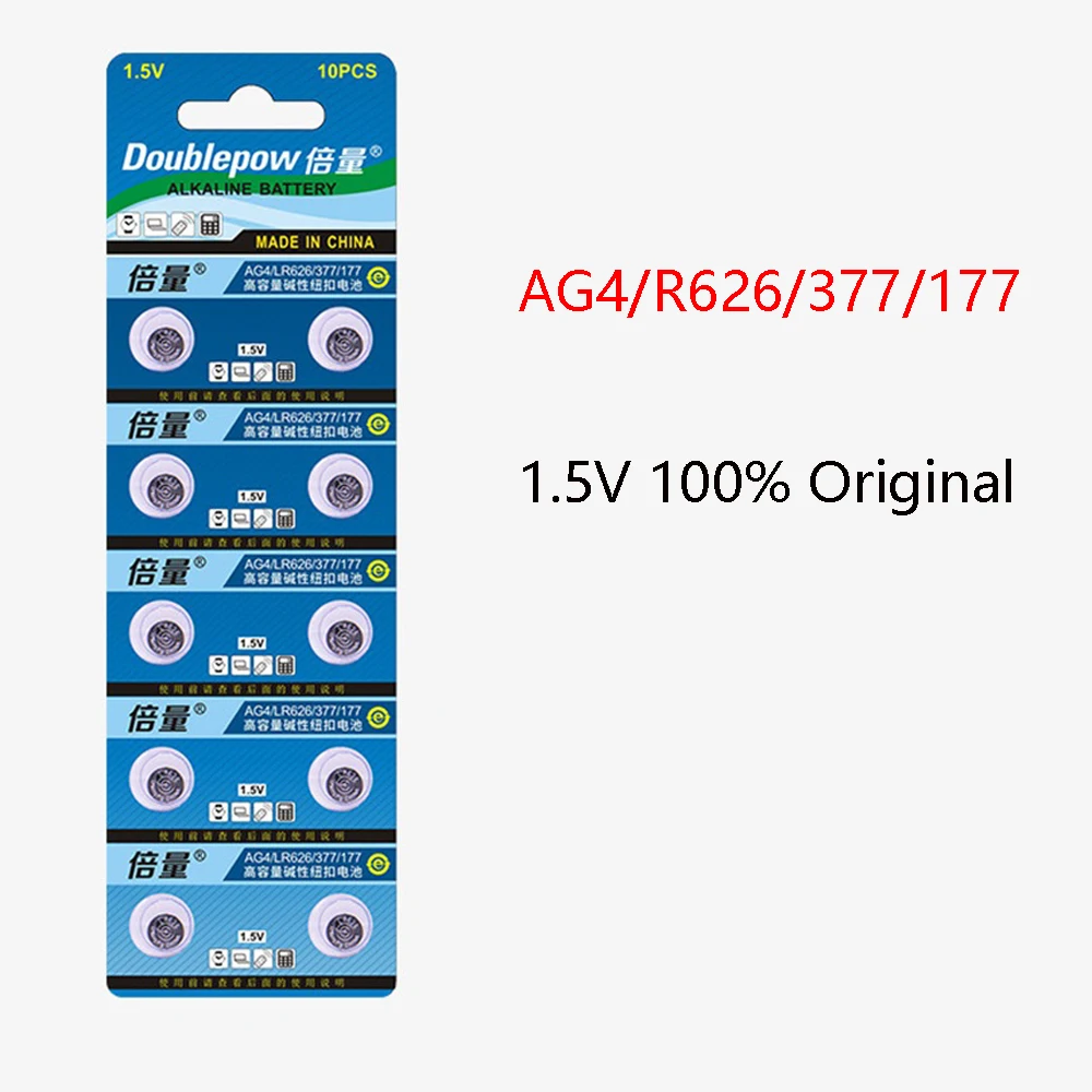 10pcs-1-5V-Alkaline-button-battery-AG4-377A-LR626-SR626SW-377-177 ...