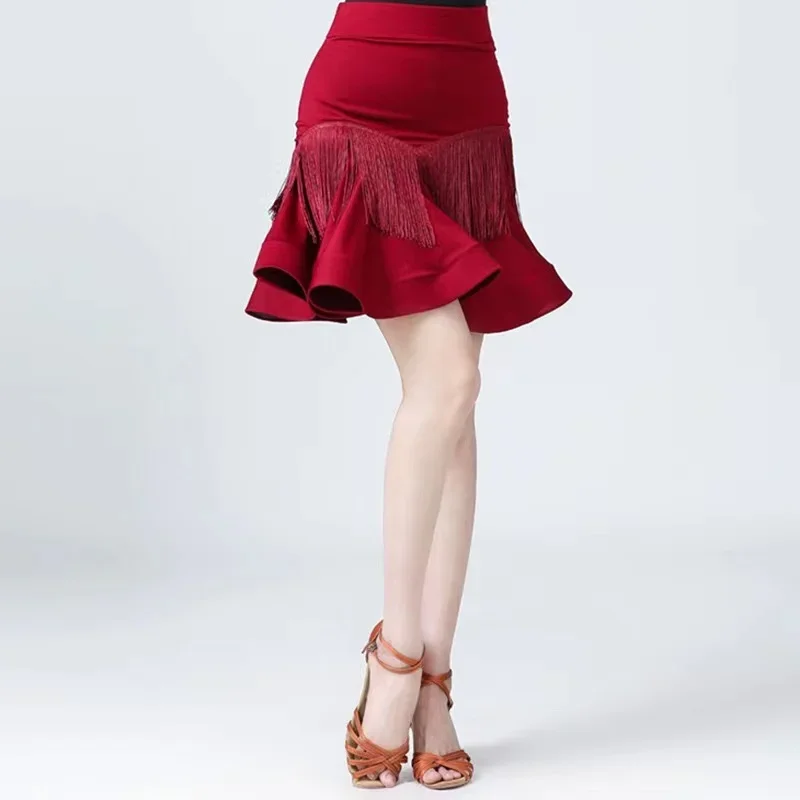 Faldas-de-baile-latino-para-mujer-Ropa-de-baile-con-borlas-de-Rumba ...