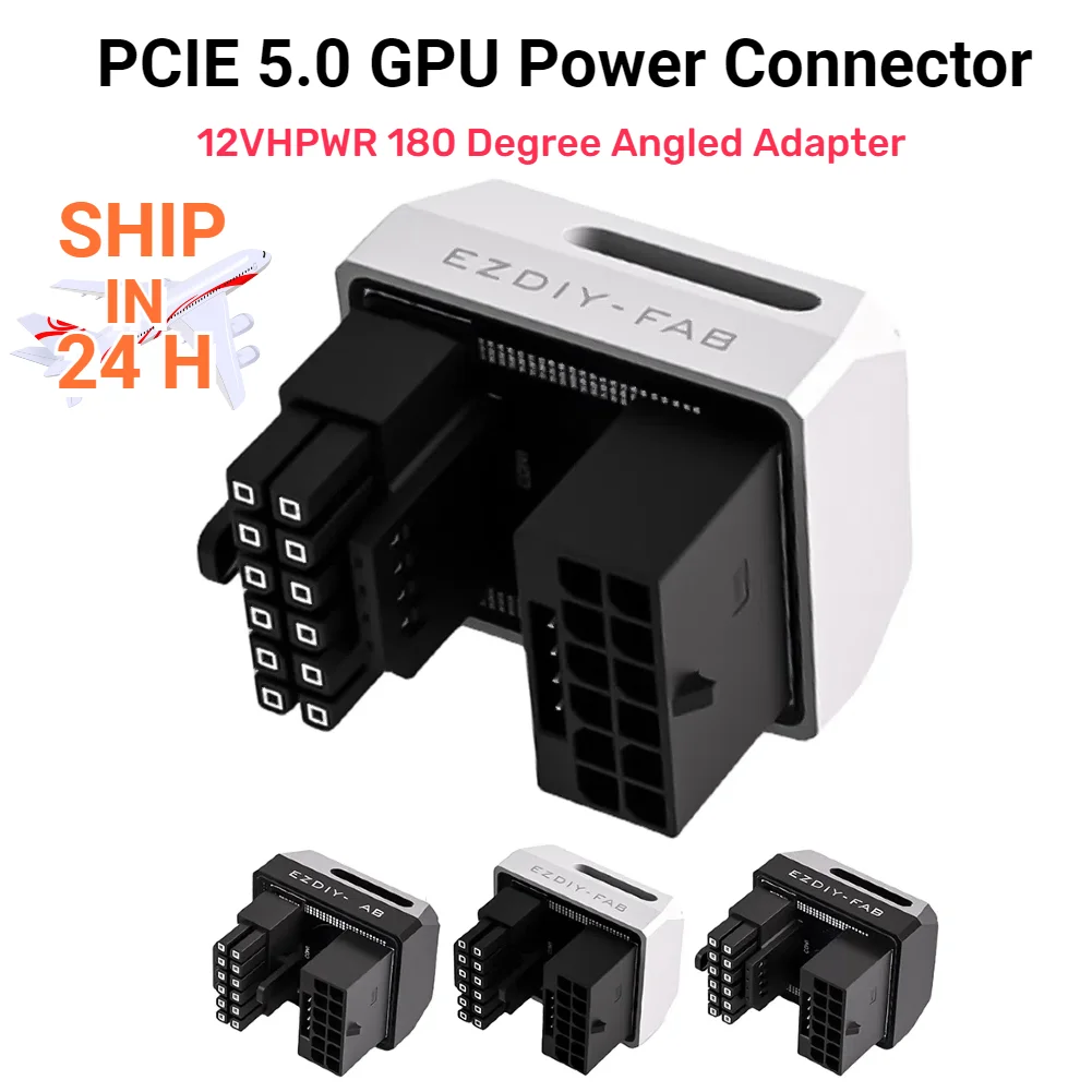 12VHPWR-180-Degree-Angled-Adapter-600W-16-Pin-GPU-Power-Connector-Pcie ...