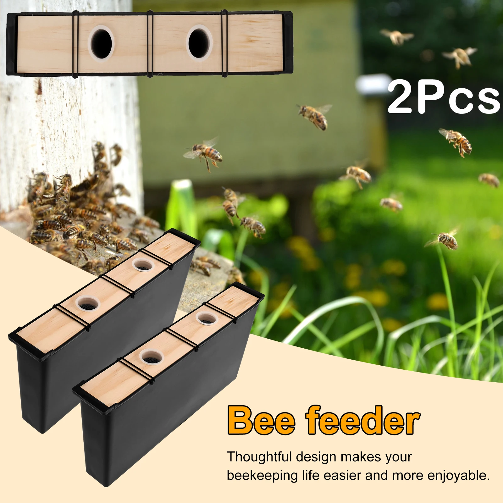 2Pcs-Bee-Feeder-6L-Large-Bee-Hive-Feeders-Wooden-Beehive-Frame-Feeder ...