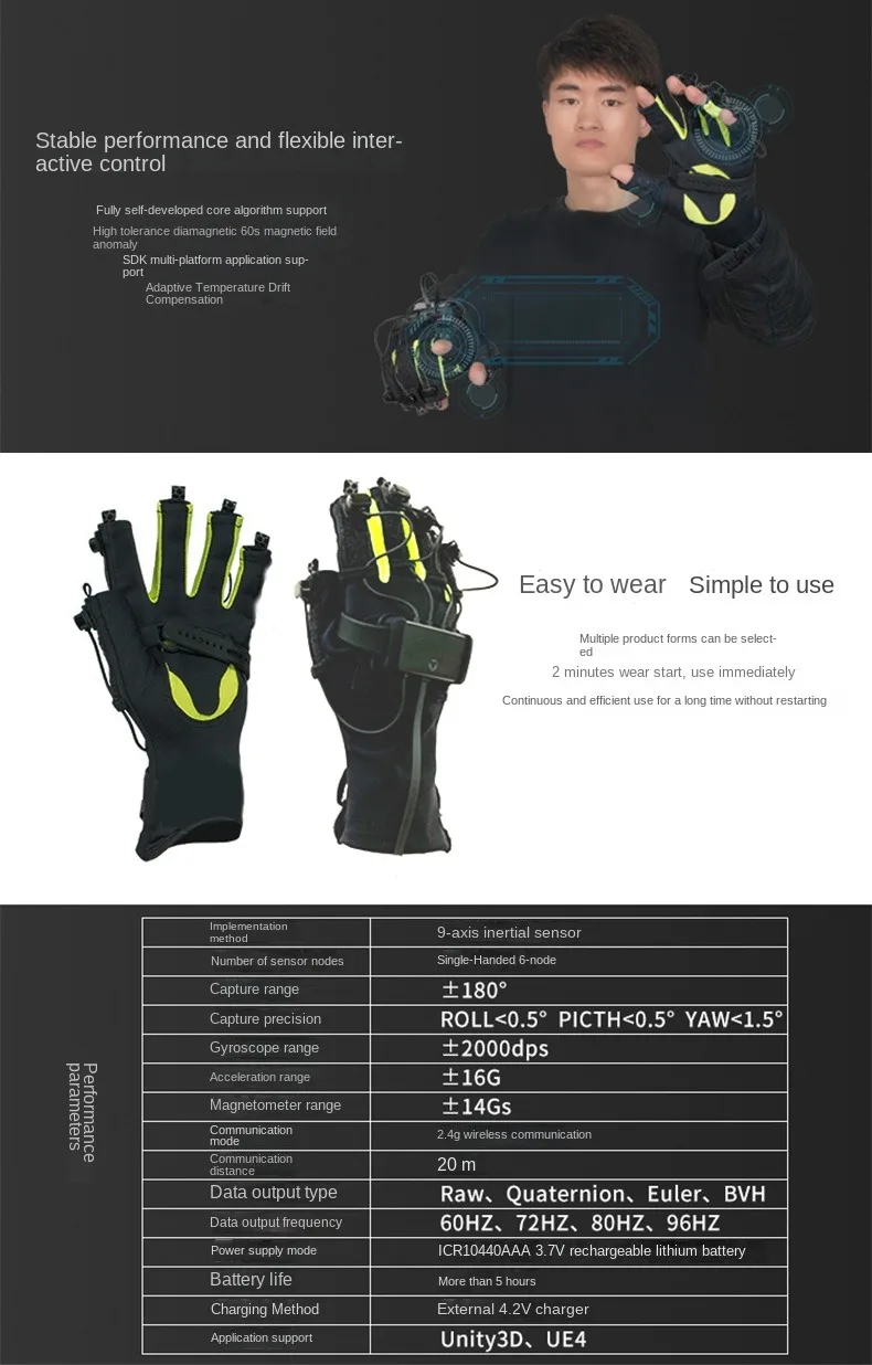 Inertia Gloves MHand VR Motion Capture Gloves Gesture Recognition Gloves Virtual Interactive ...