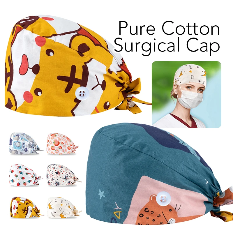 Women Surgicals Caps Cotton Doctor Work Caps Nursing Hats Dentist Lab ...