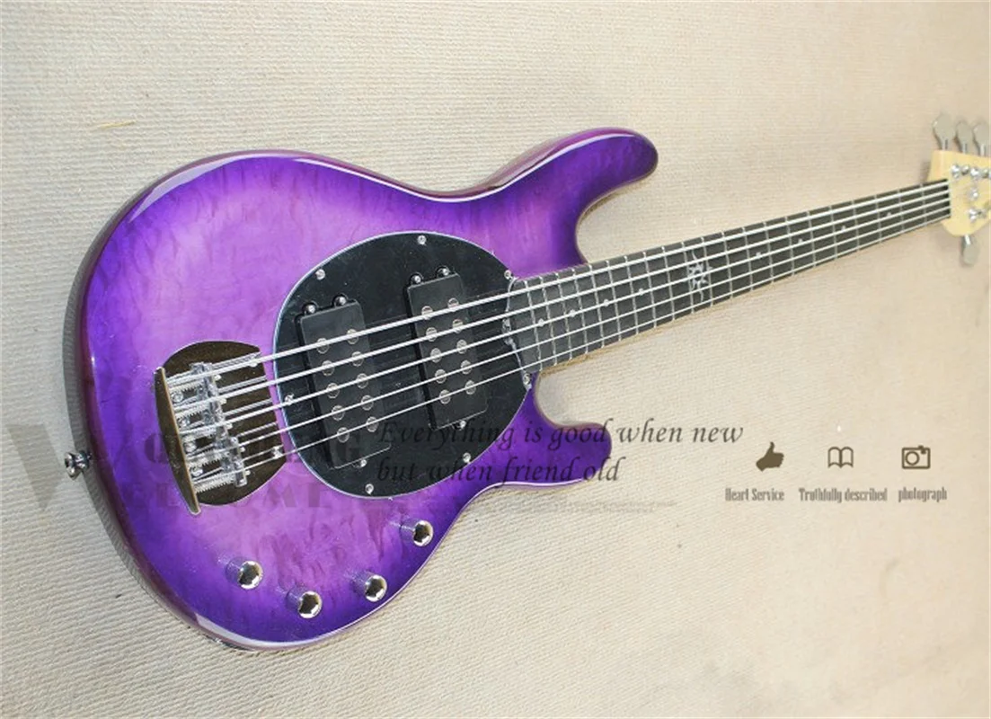 5-Strings-Bass-Guitar-Ray-Bass-Purple-Basswood-Body-Squilted-Maple ...