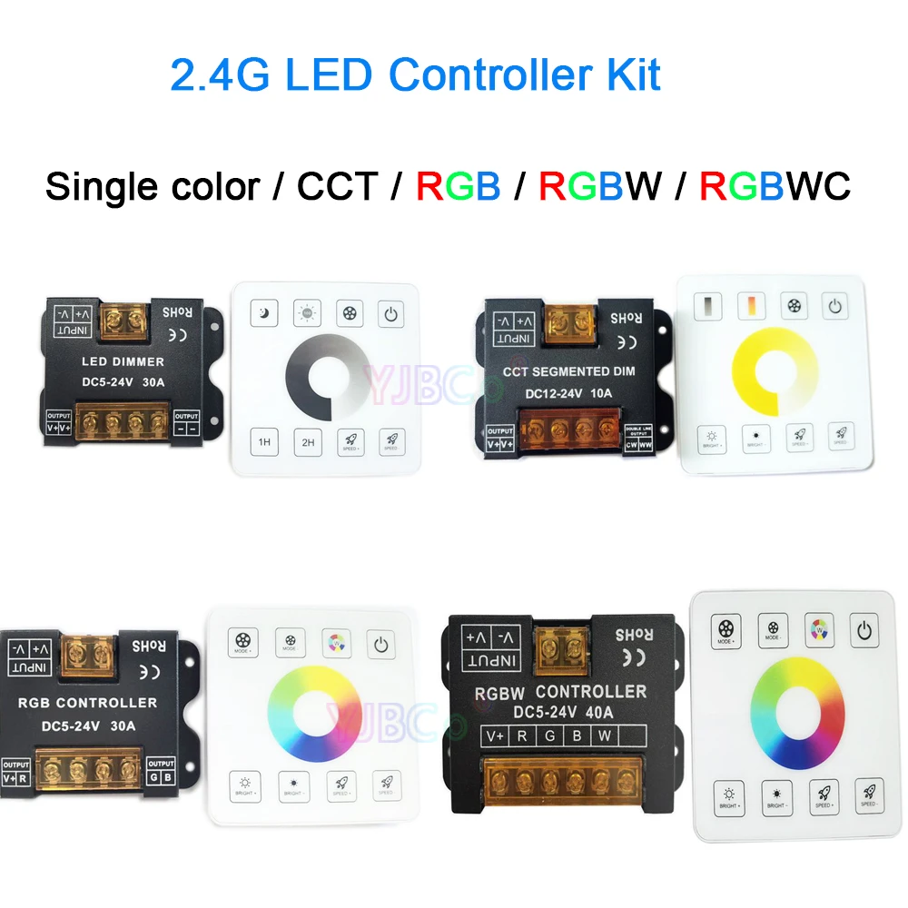 2.4G RF Single color/CCT/RGB/RGBW/RGBWC(RGB+CCT) LED Strip Controller ...